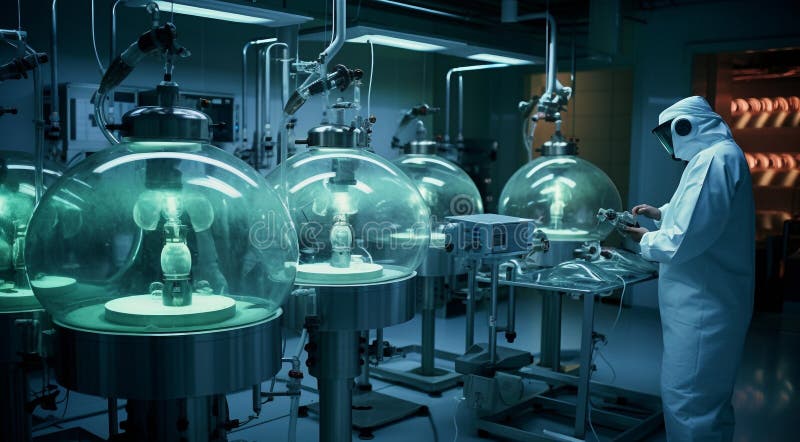 Secret Worker Working in the Secret Factory, Secret Laboratory Stock ...