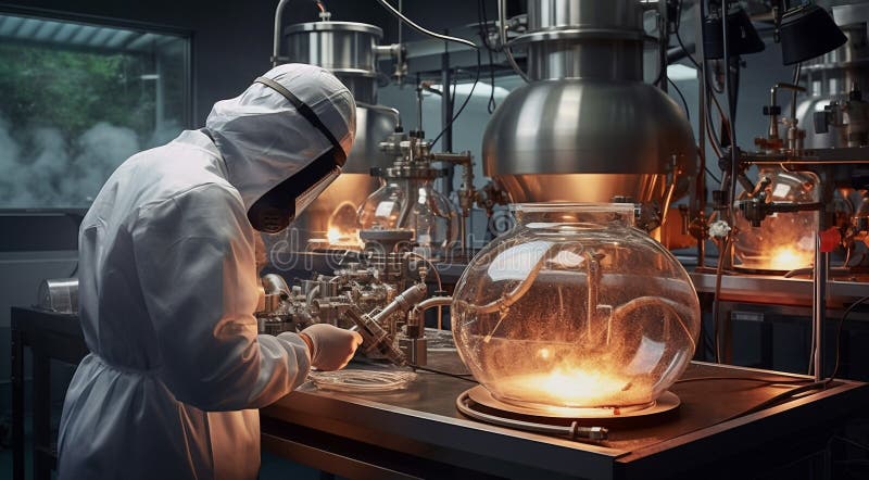 Secret Worker Working in the Secret Factory, Secret Laboratory Stock ...