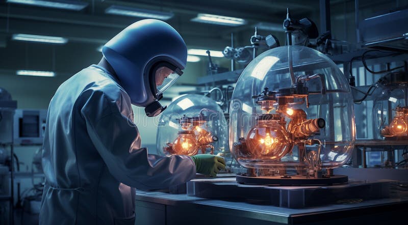 Secret Worker Working in the Secret Factory, Secret Laboratory Stock ...