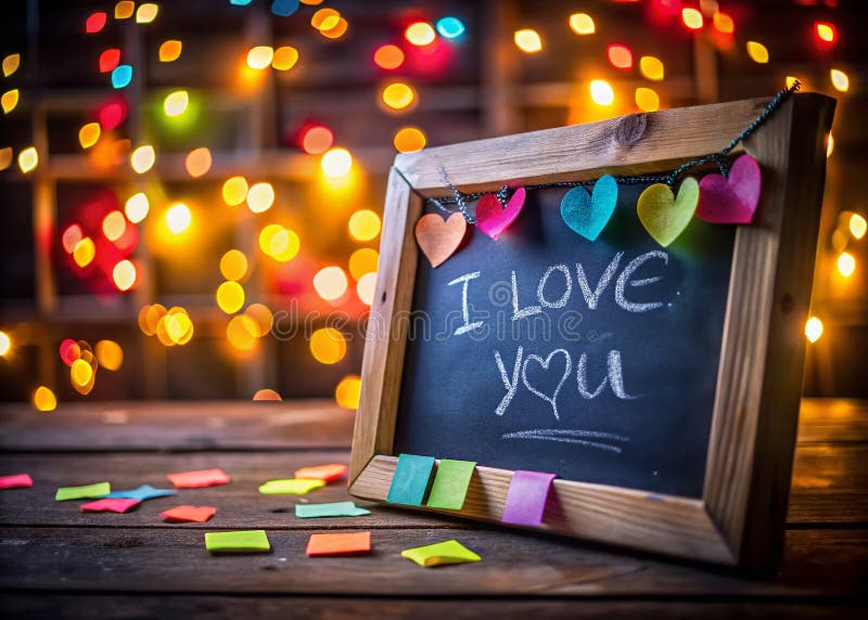 Secret Love Note on a Nighttime Blackboard a Romantic Confession with ...