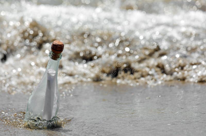 Secret Message in the Glass Bottle the Waves of the Sea Beached on the ...