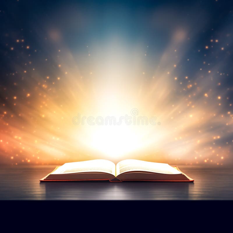 Secret Open Book with Bright Light, Fantasy Book. Stock Illustration ...