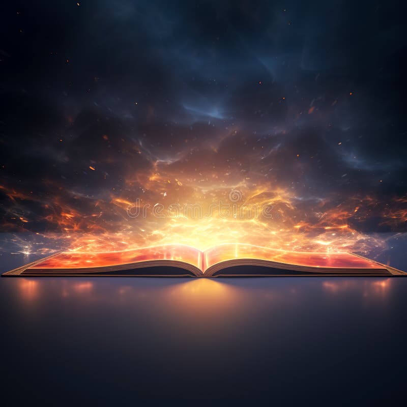 Secret Open Book with Bright Light, Fantasy Book. Stock Illustration ...