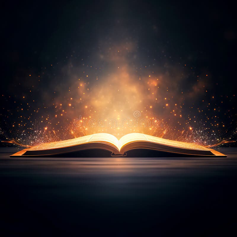 Secret Open Book with Bright Light, Fantasy Book. Stock Illustration ...