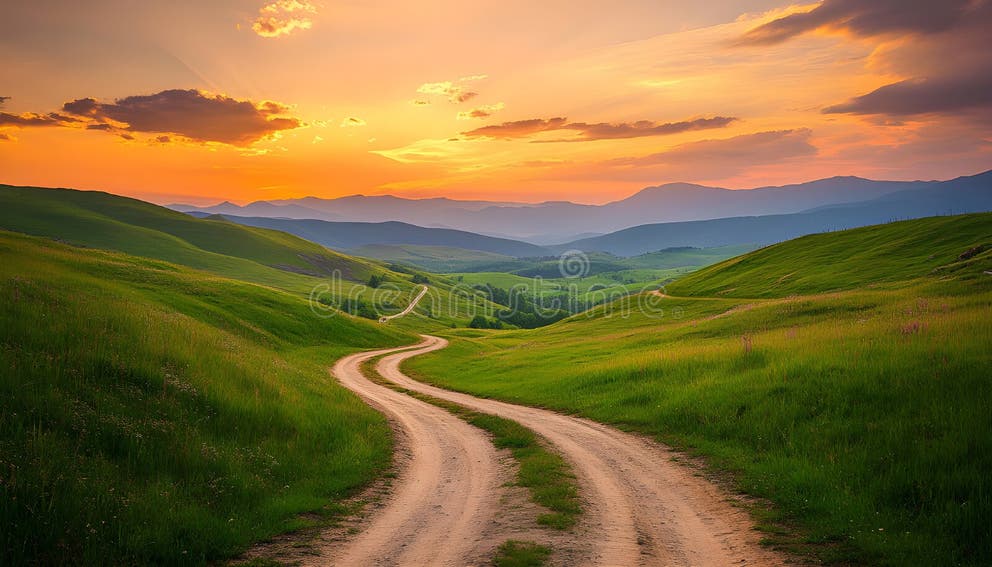 A Secret Path through the Mountains only Visible at Dawn Stock Image ...