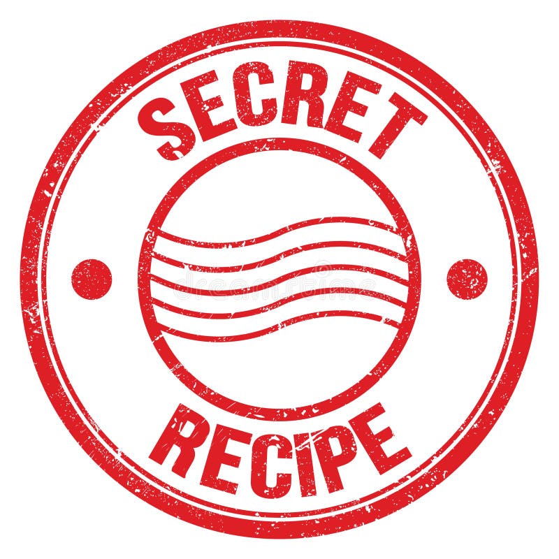 SECRET RECIPE Text on Red Round Postal Stamp Sign Stock Illustration ...