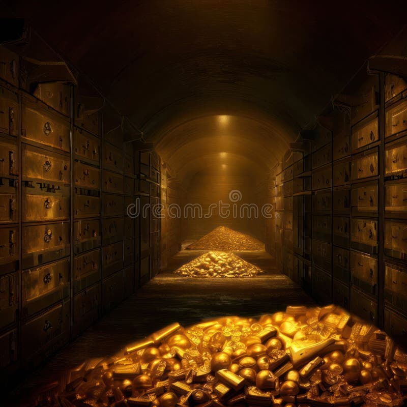 A Secret Room Where Massive Amounts of Gold are Stored.generative AI ...