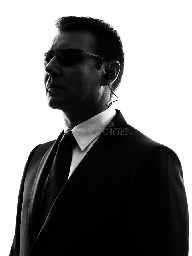 Secret Service Security Bodyguard Agent Man Silhouette Stock Image ...