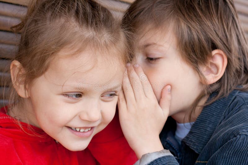 Secret stock photo. Image of portrait, siblings, gossiping - 34282956
