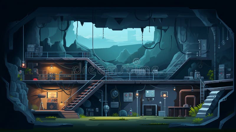 Secret Underground Bunker Illustration AI Generated Stock Illustration ...