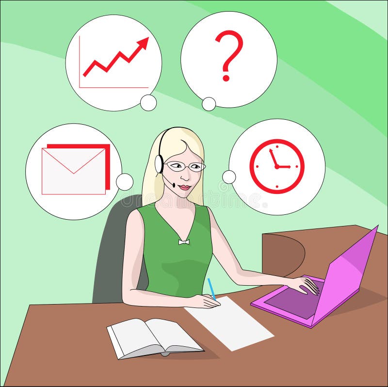 Secretaresse op het werk vector illustratie. Illustration of zakenvrouw ...