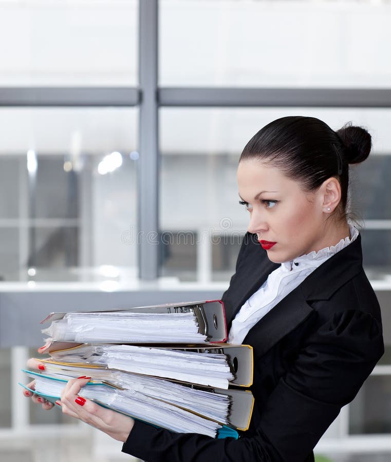 Secretaresse in het bureau stock afbeelding. Image of problemen - 24459601