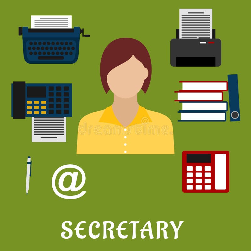 Secretary or Assistant Profession Flat Icons Stock Vector ...