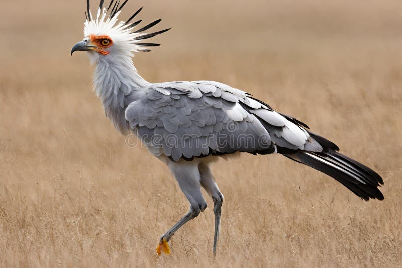 Secretary Bird Standing Tall in Its Native Savanna Habitat. Stock ...