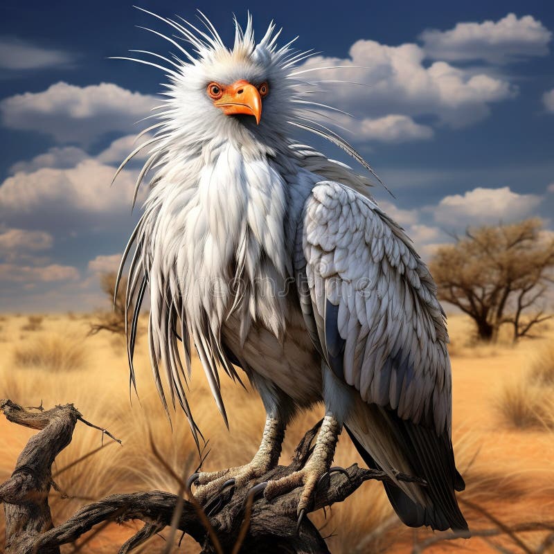 The Secretary Bird Made with Generative AI Illustration Stock ...