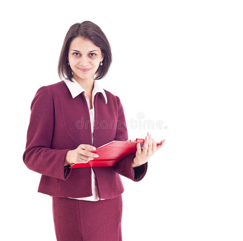 Secretary with clipboard stock image. Image of attitude - 24841283