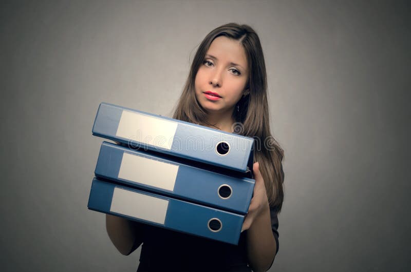 Secretary with Documents Folders. Office Woman. Stock Image - Image of ...