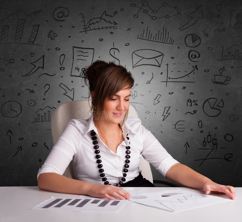 Secretary with Doodle Multitask Concept Stock Image - Image of busy ...