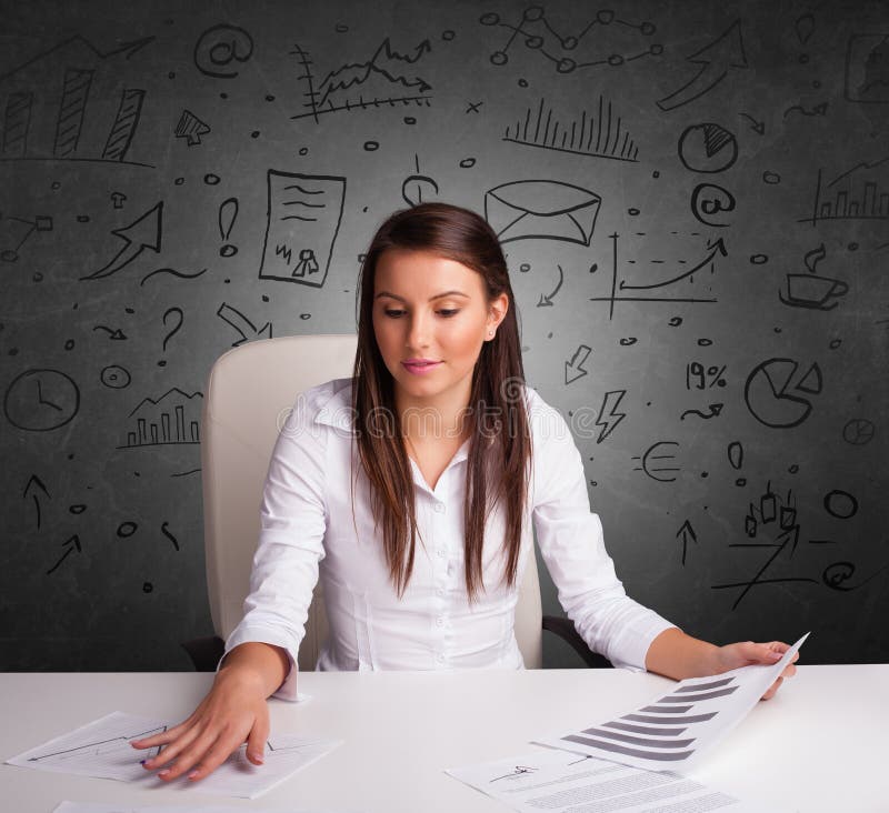 Secretary with Doodle Multitask Concept Stock Image - Image of desk ...