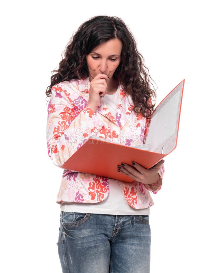 Secretary with Folder Sitting on Chair Stock Photo - Image of makeup ...