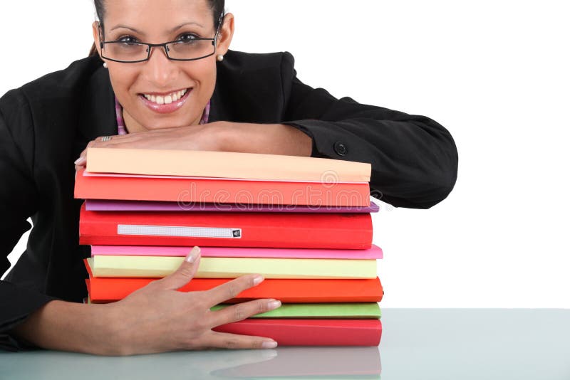 Secretary with folders stock image. Image of administrative - 30469793