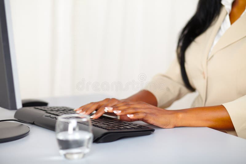Secretary Hands Working on Computer Stock Image - Image of keyboard ...