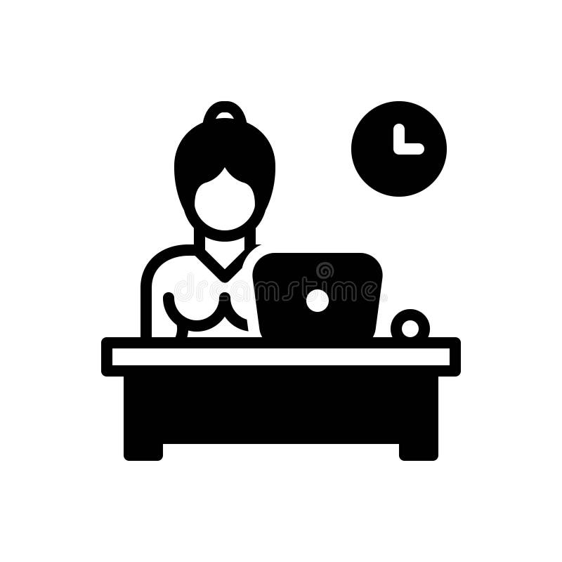 Black Solid Icon for Secretary, Assistant and Clerk Stock Vector ...