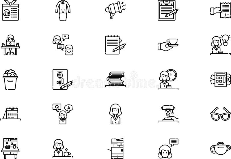 Secretary Icons Collection is a Vector Illustration with Editable ...