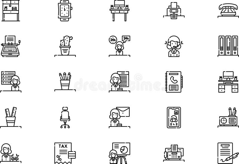 Secretary Icons Collection is a Vector Illustration with Editable ...