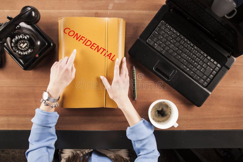 The Secretary Keeps Confidential Documents, View from the Top of Stock ...