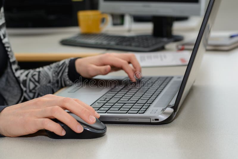 Secretary with Laptop - Detail Stock Photo - Image of notebook, type ...