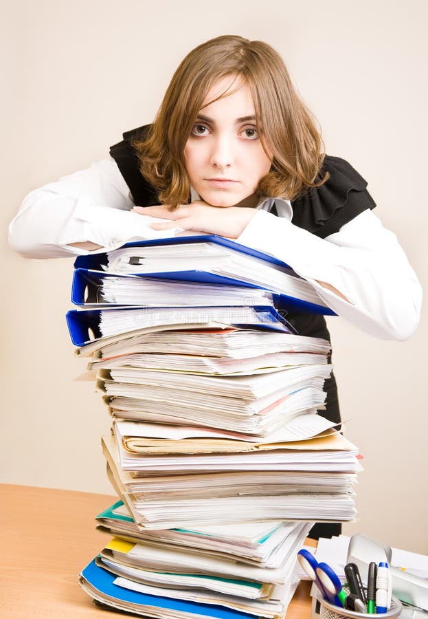 Secretary with a Lot of Documents Stock Photo - Image of office ...