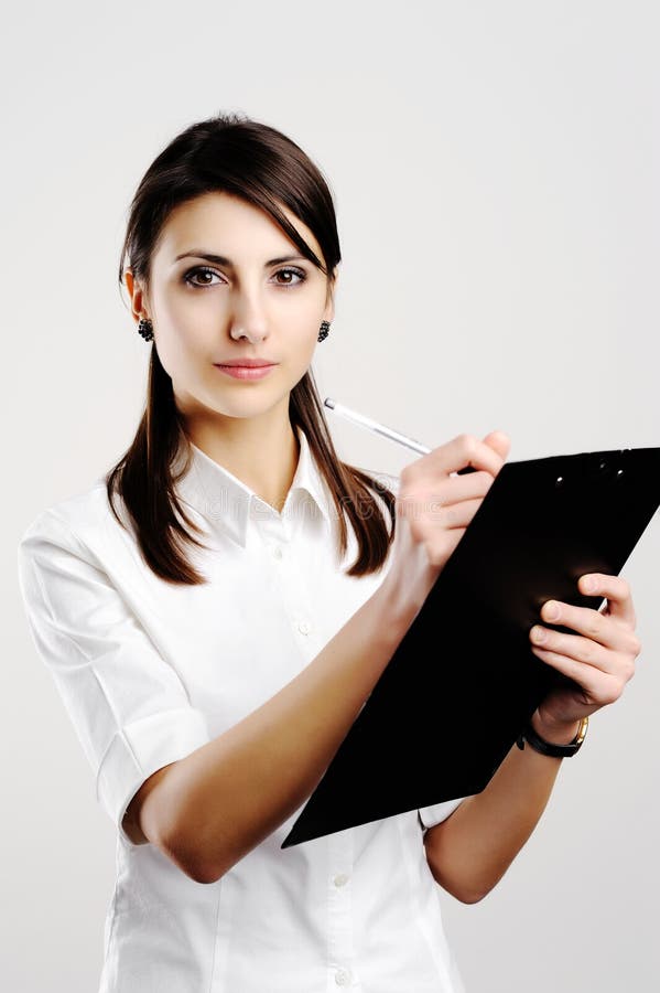 Secretary with notepad stock image. Image of journalist - 18236175