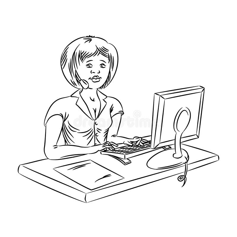 Secretary stock illustration. Illustration of girl, conversation - 34779820