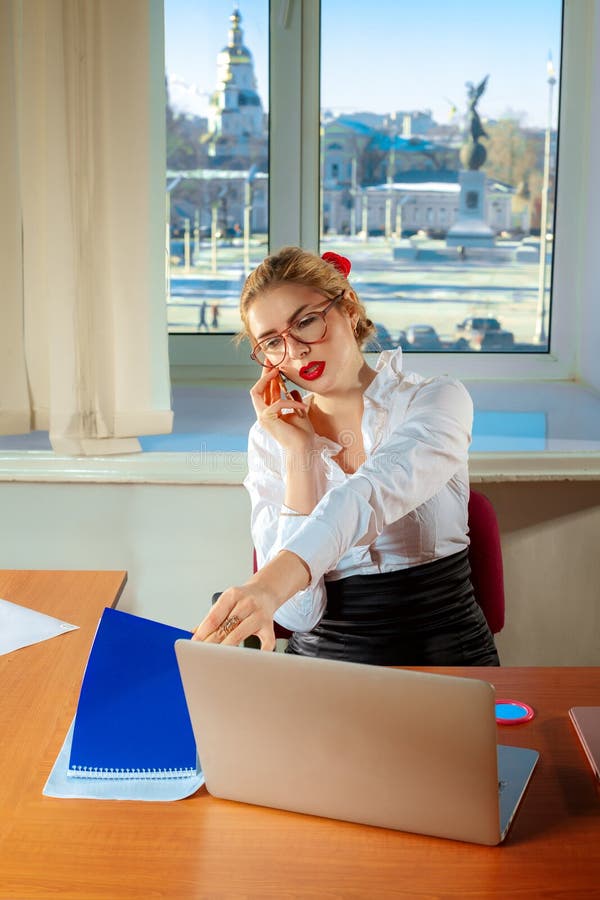 Secretary in an office stock image. Image of career, fashion - 64000779