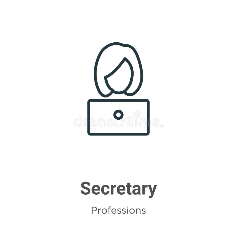 Secretary Outline Vector Icon. Thin Line Black Secretary Icon, Flat ...