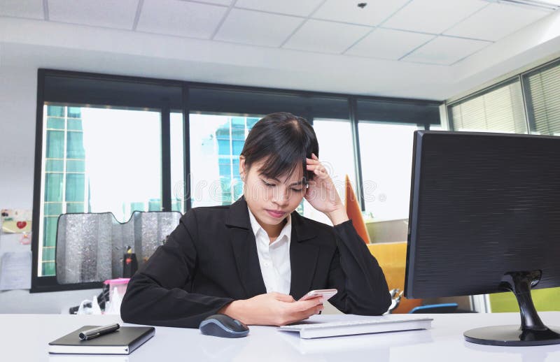 Secretary Sat in Tense Posture Due To the Complex and Difficult Task ...