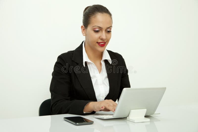 Secretary Sitting in the Office Stock Photo - Image of collar, people ...