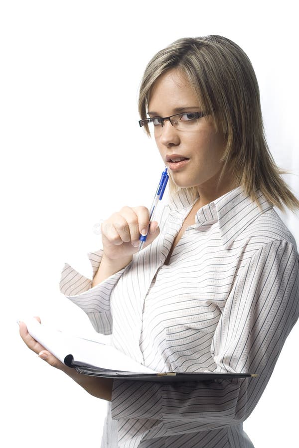 Dictation Secretary Takes Direction from Boss Stock Image - Image of ...