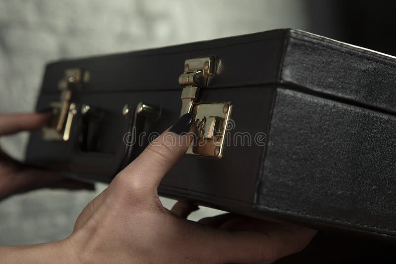 Secretary Tries To Open the Encrypted Lock in the Briefcase Stock Image ...