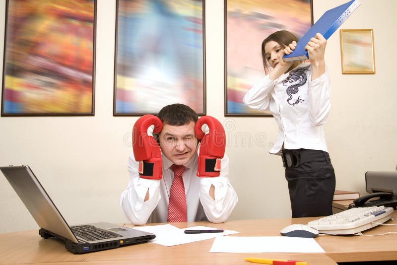Secretary Try To Impact on Her Boss Stock Image - Image of competitive ...