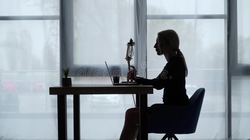 Secretary Types on Laptop Boss Dictates Document Content Stock Video ...