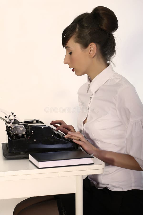 Secretary with typewriter stock image. Image of organizer - 9807349