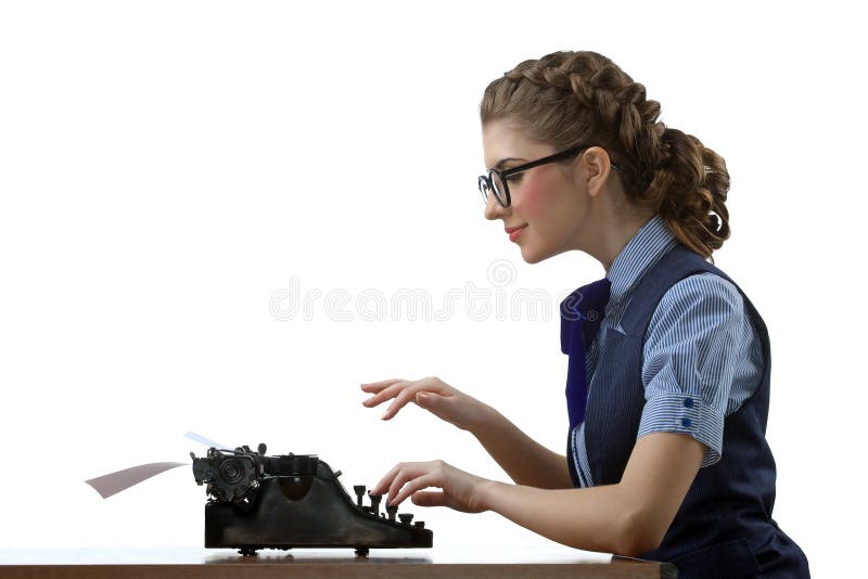 The secretary-typist work stock image. Image of retro - 23391265