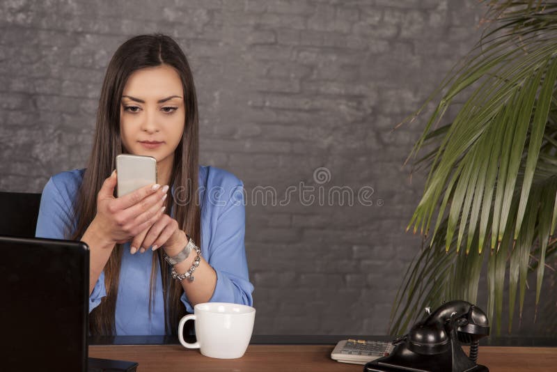 The Secretary Uses a Private Telephone while at Work Stock Image ...