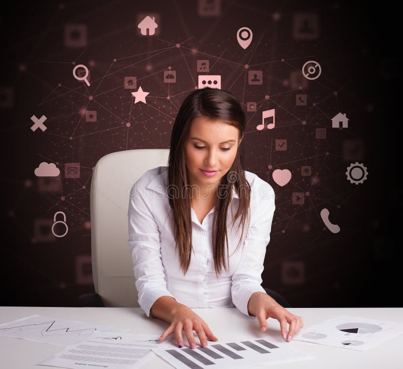 Secretary Work with Multitask Concept Stock Image - Image of desk ...
