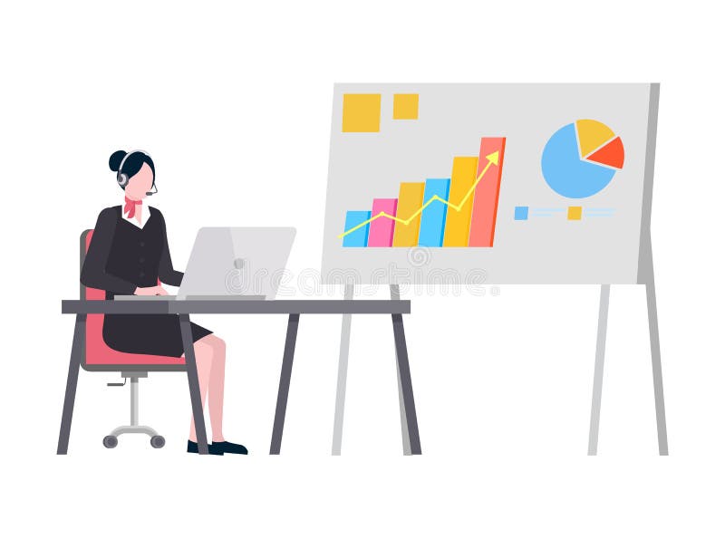 Secretary Working in Office, Infographics on Board Stock Vector ...