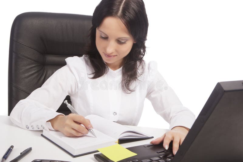 Secretary Working in Office Using Laptop Stock Photo - Image of manager ...