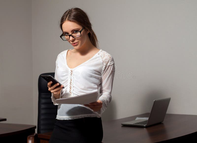 Secretary Works in the Office Stock Photo - Image of phone, working ...