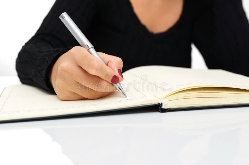 Secretary Writing Notes at Desk Stock Image - Image of alone, european ...